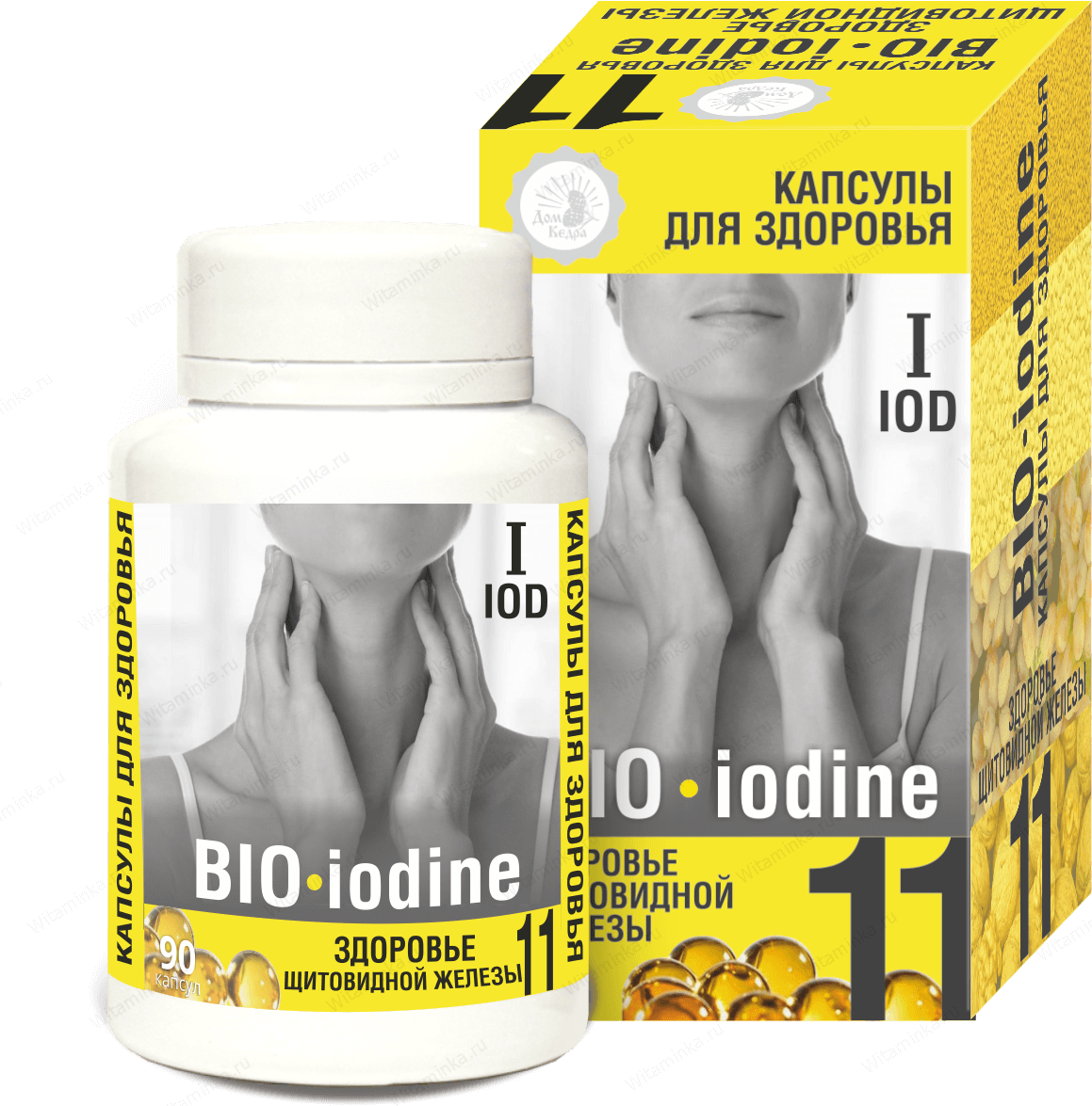 Капсулы здоровья для щитовидной железы BIO-iodine, Дом Кедра, 90 капсул ...